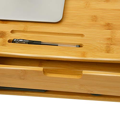Sundale Bamboo Wood Monitor Stand Ergonomic Computer Riser Storage ...
