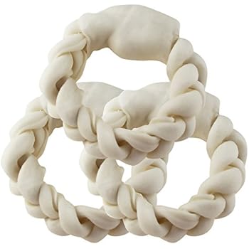 Amazon.com : Chunky Chews 8" Braided Rawhide Rings For Large Dogs (Beef ...