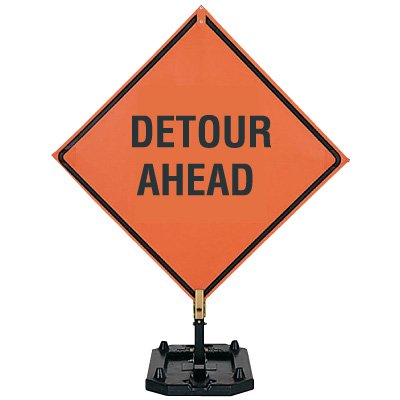 Road Work Sign - Detour Ahead VINYL: Industrial Warning Signs: Amazon ...