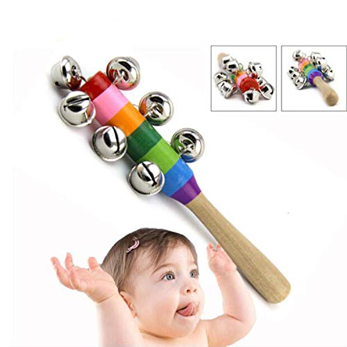 Ywong Handled Sleigh Bells, Color Rainbow Handle Wooden Bells Jingle ...