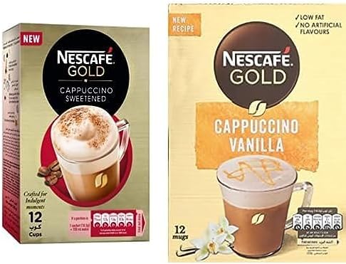 Nescafe gold Pack of 12x18.5g - Flavors Bundle (Vanilla - Sweetened ...