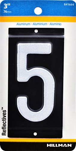 HIllman 841664 3-Inch Nail-On Aluminum Reflective Mailbox Number 5 Home ...