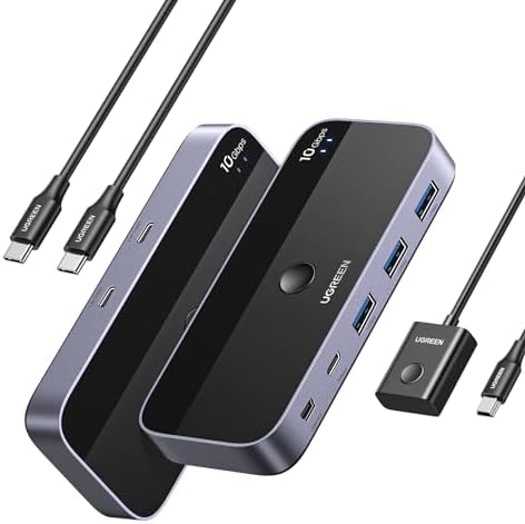 UGREEN USB C Switch Limiter 2 in 4 Output 10Gbps 2 Computers Share 4 Devices, USB C Adapter ...