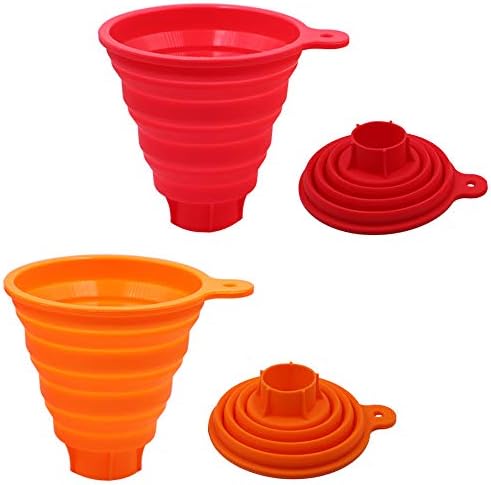 2 Pack Large Silicone Collapsible Funnel for Canning, Wide Mouth Funnels for Kitchen Use Mason ...