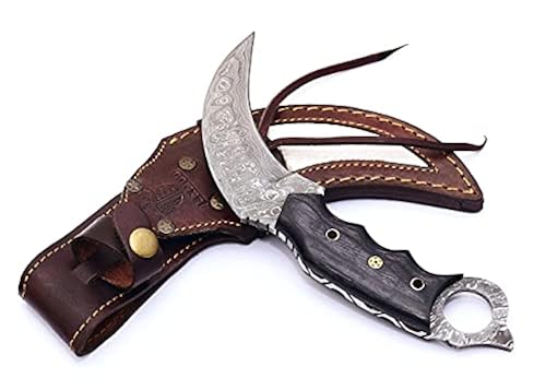 Jexmoo Custom Handmade 10” Damascus Steel Karambit Double Edge Claw ...