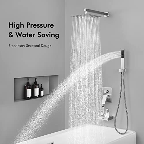 KES Bathtub Shower Faucet Set with Waterfall Tub Spout Shower System 3-Function Shower Faucets ...