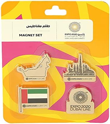 Expo 2020 Dubai Magnet Set Flag Skyline Logo Map Gold Zinc Alloy And ...