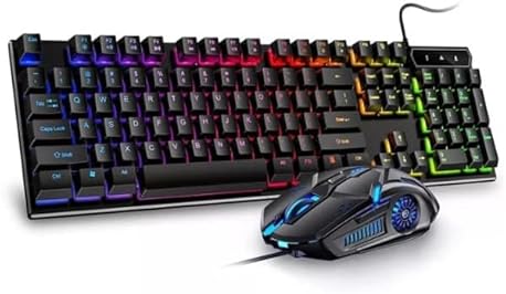 Cool 104 Keys RGB LED Backlit Wired Gaming Mouse and Keyboard Set ...