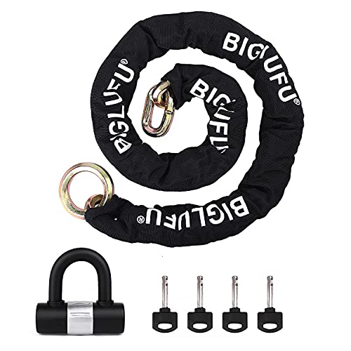BIGLUFU Motorcycle Chain Locks, 0.6 inch/15mm Chain Links, Heavy Duty U ...