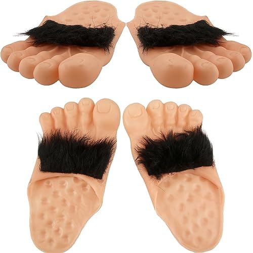 Sonarun 2 Pairs Giant Funny Barefoot Hairy Feet Toe Slippers Large ...