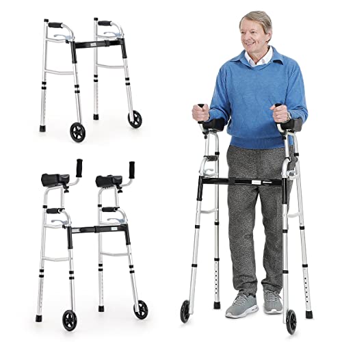 OasisSpace Folding Walker - Standard Walker with 5’’ Wheels and ...