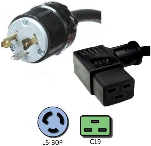 Amazon.com: NEMA L5-30P to a Right Angle C19 Power Cord - 8 Foot, 20A ...
