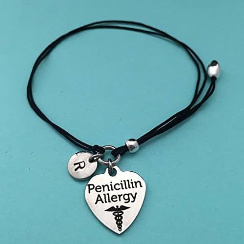 Amazon.com: Penicillin allergy cord bracelet, penicillin allergy charm ...