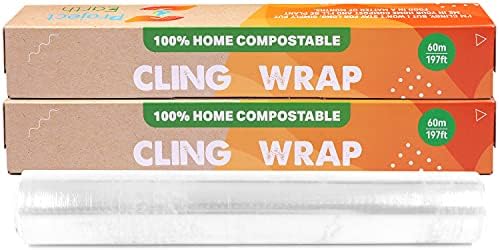 Project Earth Compostable Cling Film with Slide Cutter | 197 Square Foot Roll | Saran Wrap ...