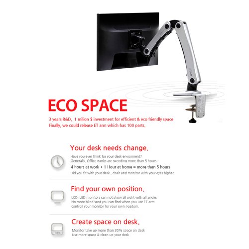 Buy Aceluxe Adjustable, tilting, pivot, Smart desk aluminium monitor ...