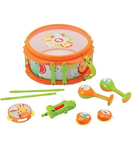 Fisher-Price Rainforest Musical Band Drum Set, 9-Piece Toddler Music ...