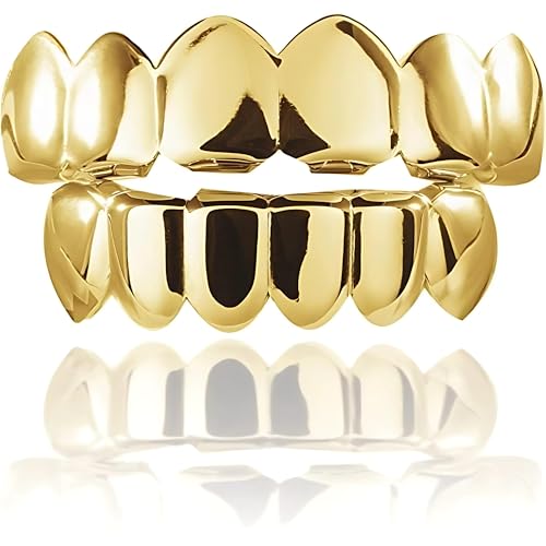 24K Plated Gold Grillz for Mouth Top Bottom Hip Hop Teeth Grills For ...