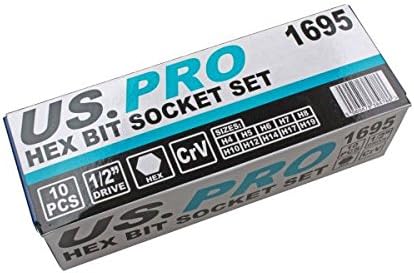 BERGEN TOOLS B1695 US Pro 1/2 Inch Drive Hex Bit Socket Set - BigaMart