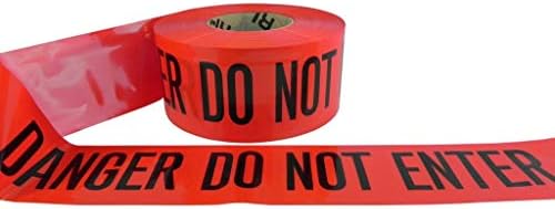 WOD BRC-DDNE Barricade Caution Tape - 3 inch x 1000 feet - High Visibility Bright Red w/Bold ...