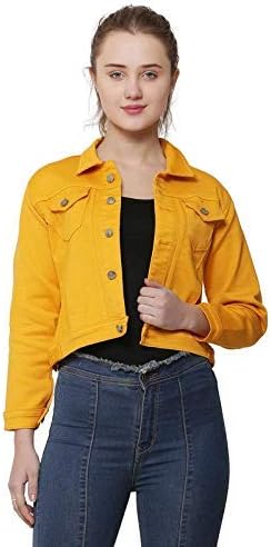 Buy FlyingBird Women's Yellow Denim Jackets (Yellow, X-Large) at Amazon.in