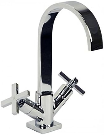 Wash Basin Mixer Tap with Dual Cross Head Handles and Square Spout ...