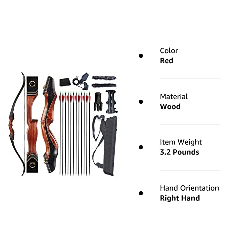 Monleap Archery 60" Takedown Hunting Recurve Bow and Arrow Set for Adult Longbow Kit Competition ...