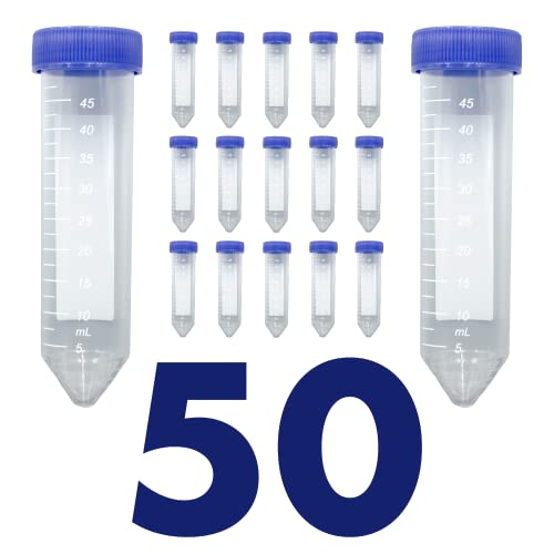 Kashi Scientific Conical Centrifuge Tubes 50mL, [50 Pack] Plastic Test ...