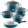 Riess Emaille Topfset mit Pfanne (5-tlg.) - Aquamarin: Amazon.de: Küche ...