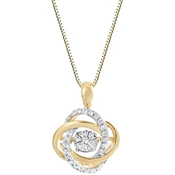 Amazon.com: Diamond Necklace Dancing Diamond Pendant in 10k Yellow Gold ...
