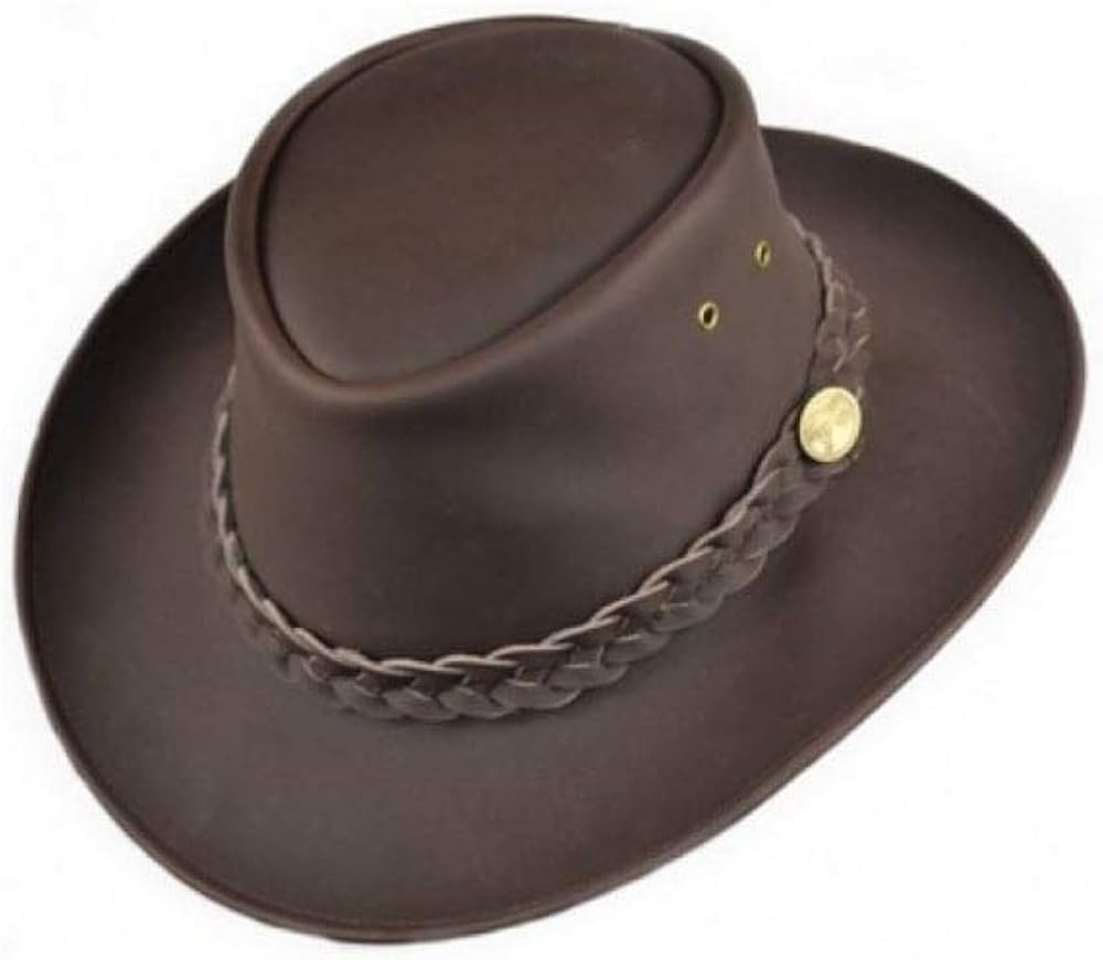 Hazy Blue Leather Hide Hat - Bute Style Australian Outback Style ...