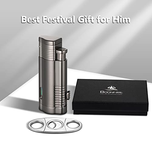 Cigar Torch Lighter, Butane Refillable Triple Jet Flame Adjustable ...
