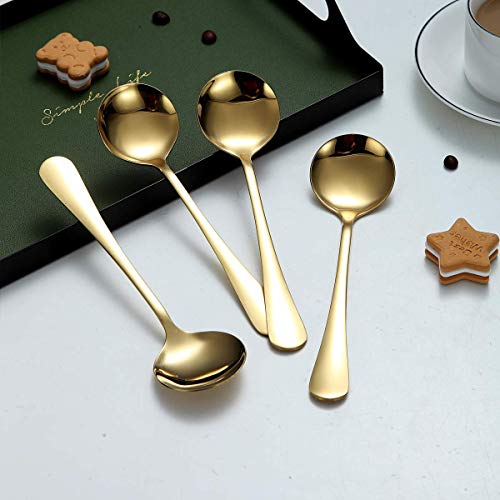 Gold Soup Spoon of 4, Berglander 7.5" Stainless Steel Titanium Plating ...
