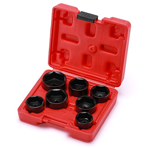 MIXPOWER 7 Pieces 3/8" Drive Low Profile Oil Filter Socket Set, 24mm ...