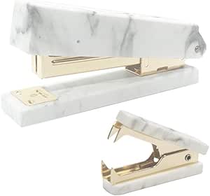 Amazon.com : Office Stapler Staples Remover Set, Marble Print Gold Tone ...