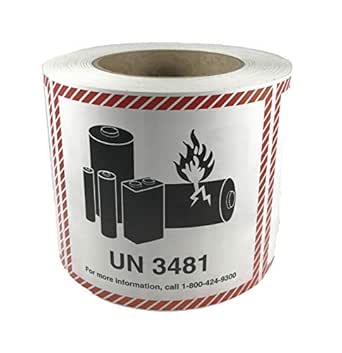 Amazon.com: UN 3481 CHEMTREC Caution Lithium Battery Labels 4.5 x 4.75 ...
