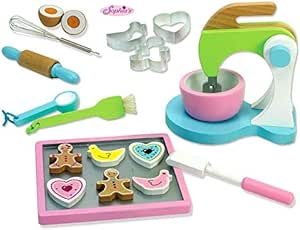 Amazon.com: Childrens Wooden Play & Pretend Food Set, Cookie Baking Set ...