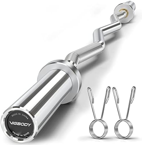VIGBODY Curl Bar Weight Lifting Bar, EZ Curl Bar with 2 Collars-Workout ...