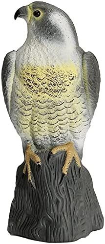 ELECDON Bird Scarecrow Fake Horned Hawk Decoy, Bird Repellent Garden ...