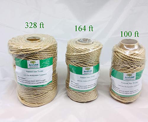 328 Feet 5mm Jute Twine, Heavy Duty Jute Rope, Natural Hemp Rope for ...