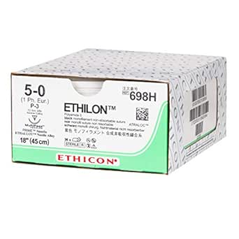 Amazon.com: Ethicon ETHILON Nylon Suture, 698H, Synthetic Non-absorbable, P-3 (13 mm), 3/8 ...