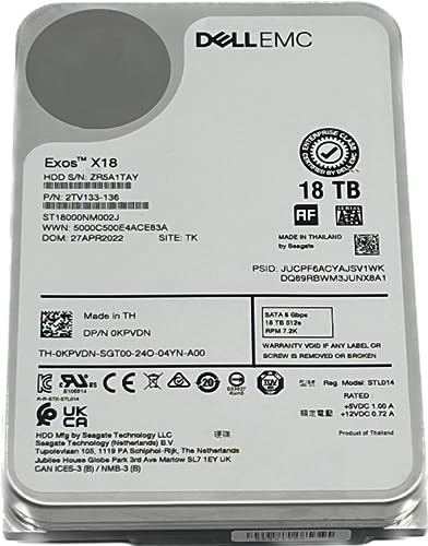 Dell Exos X18 18TB SATA 6Gb/s 7200RPM 3.5-inch Enterprise HDD ...