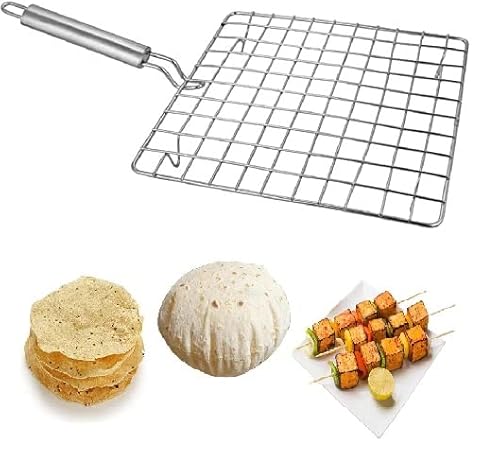 Stainless Steel Square Roti Papad Grill Roti Jali Chapathi Pipe Handle ...