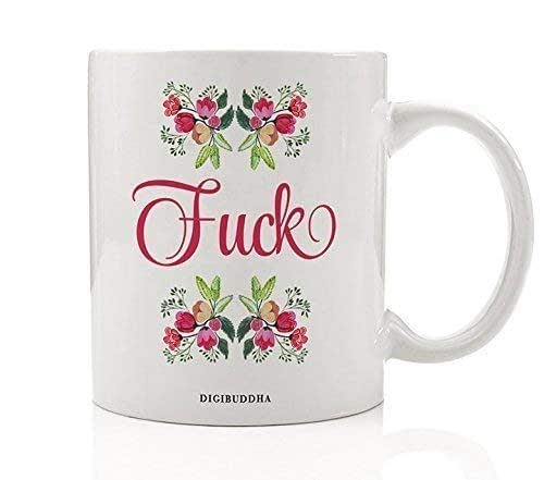 Amazon Fuck Word Mug Funny Adult Gift Idea Pretty Pink Flowers 