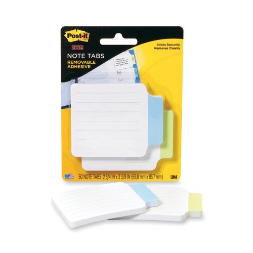 Super Sticky Removable Note Tabs, 3 3/8 x 2 3/4, 25/pad, 2 pads/PK ...