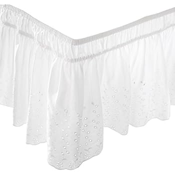 Amazon.com: Elegant Eyelet Dust Ruffle - Eyelet Bed Skirt, Twin - White ...