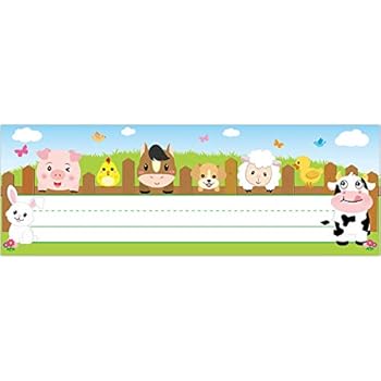 Amazon.com : Farm Animal Name Plate Primary Students Back to School ...