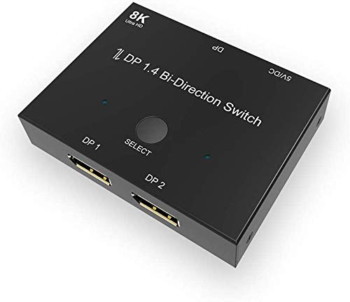 DisplayPort Switch, ConnBull Bidirectional DisplayPort 1.4 KVM Splitter 2 Input 1 Output ...