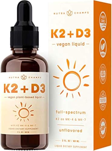 Vitamin D3 K2 Drops | Vegan Liquid Vitamin D3 5000 IU & K2 with MK7 ...