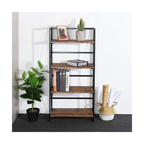 Bookcases Framodo 4-Tier Folding Bookcase Shelf Organizer No-Assembly ...