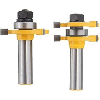Eyech 2Pcs Matched Tongue and Groove Router Bit Set 3 Teeth T Shape ...